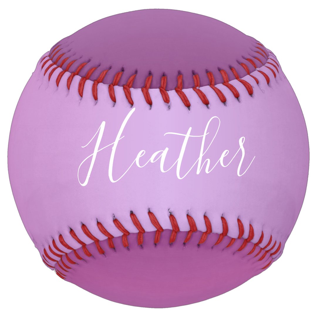 Purple Violet & Custom White Script Softball | Zazzle