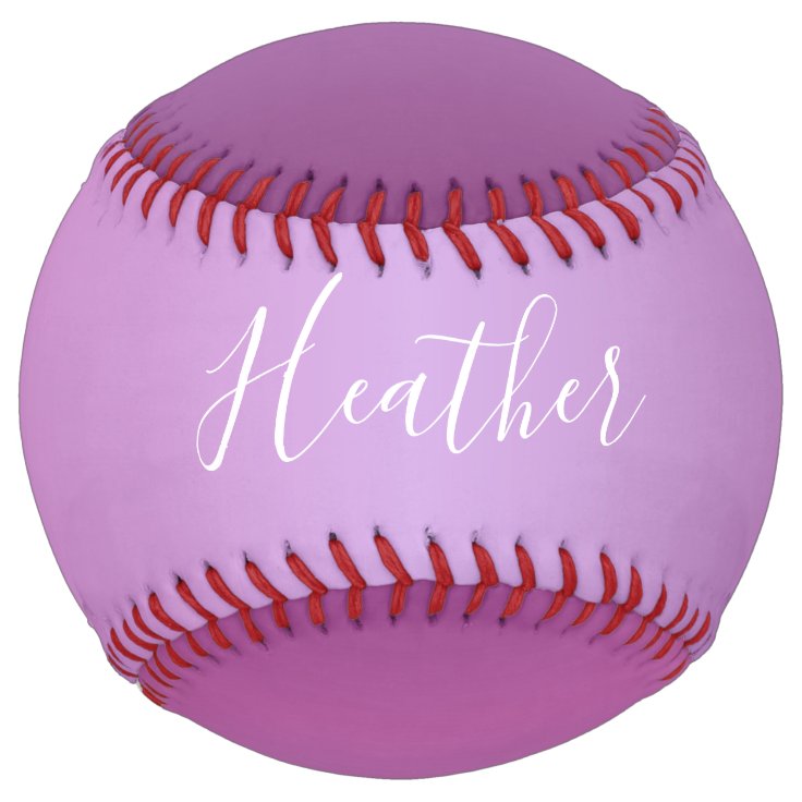 Purple Violet & Custom White Script Softball | Zazzle