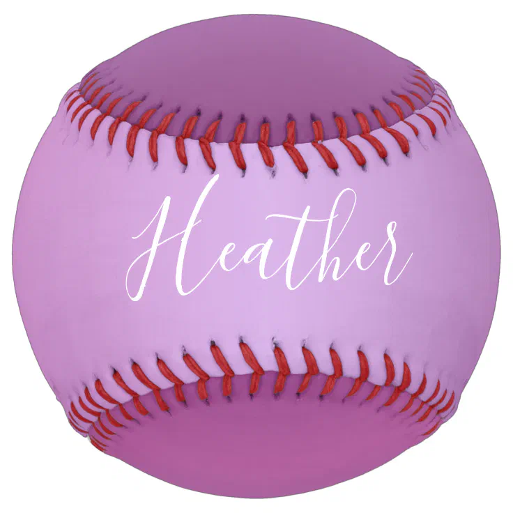 Purple Violet & Custom White Script Softball | Zazzle