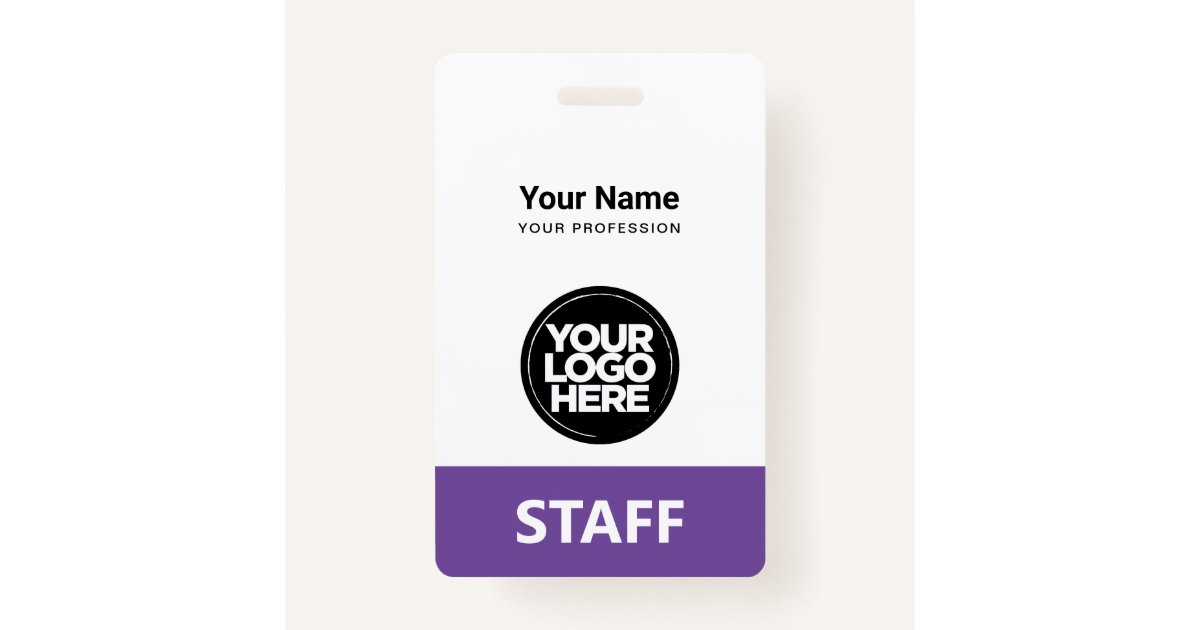 Purple Violet Employee Name Business Logo Qr Code Badge | Zazzle
