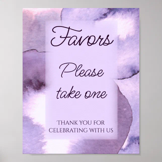 Purple violet Favors please take one Poster | Zazzle