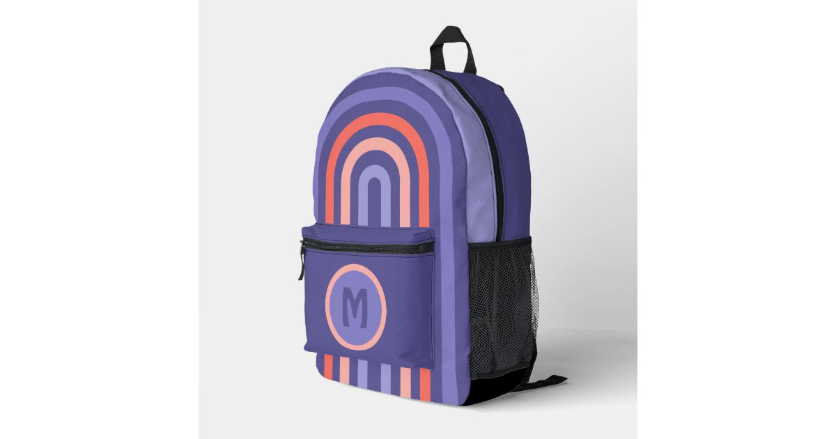 Purple Violet Peach Orange Rounded Lines Pattern Printed Backpack | Zazzle