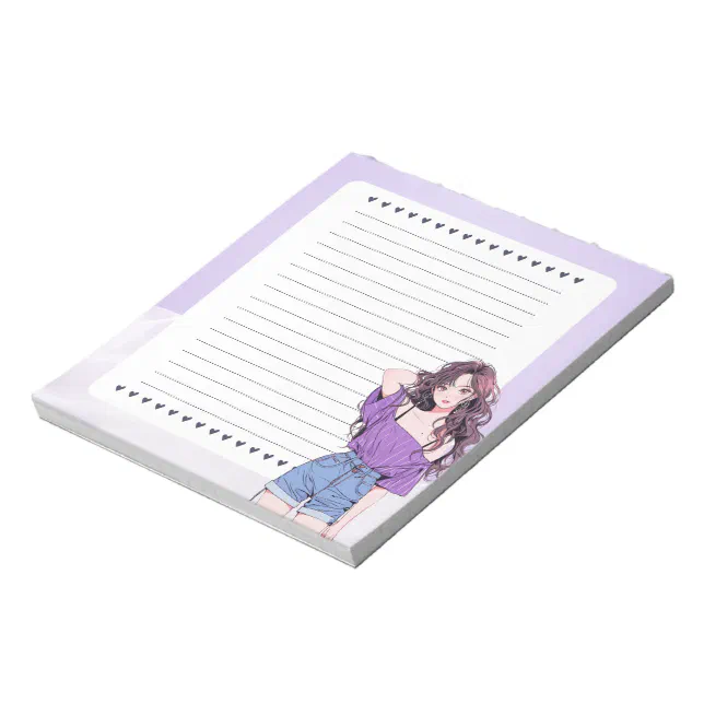 Purple Violet Simple Cute Anime Boho Notepad | Zazzle