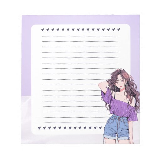 Purple Violet Simple Cute Anime Boho Notepad | Zazzle