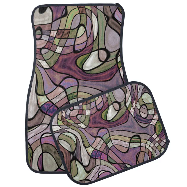 Purple Violet Warped Twisted Retro Squares Pattern Car Floor Mat | Zazzle