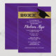 Purple Violet with Gold and Graduation Cap Party Invitation | Zazzle
