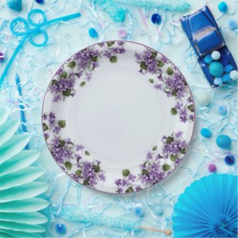 Purple Violets Hand Painted Paper Plate | Zazzle