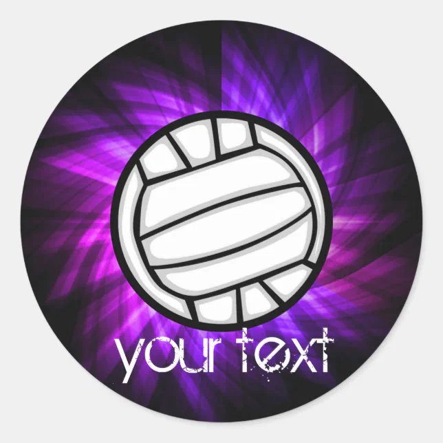 Purple Volleyball Classic Round Sticker | Zazzle