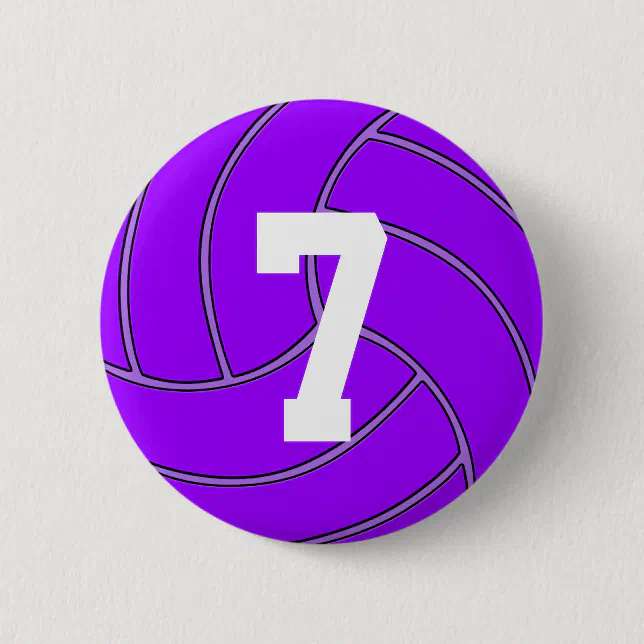 Purple Volleyball Jersey Number or Initials Pin | Zazzle