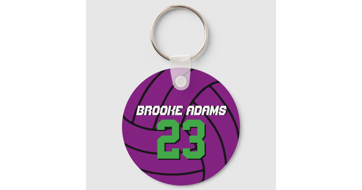 Purple Volleyball Sports Team Athletes Keychain | Zazzle