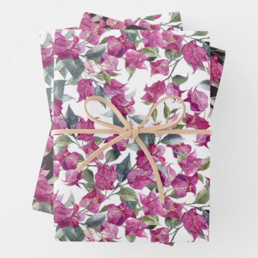 Purple Watercolor Bougainvillea Pattern Floral Wrapping Paper Sheets ...