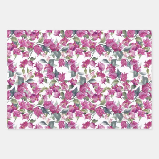 Purple Watercolor Bougainvillea Pattern Floral Wrapping Paper Sheets ...