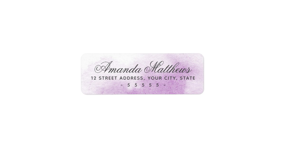 Purple watercolor calligraphy script address label | Zazzle.com