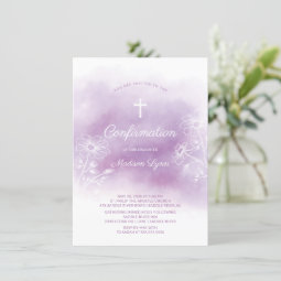 Purple Watercolor Confirmation Invitation | Zazzle
