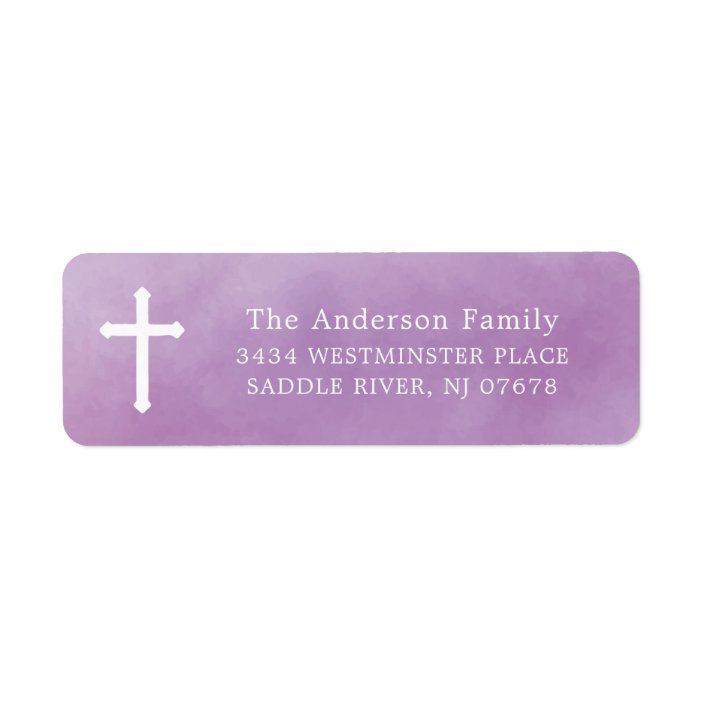 Purple Watercolor Cross Religious Return Address Label | Zazzle.com