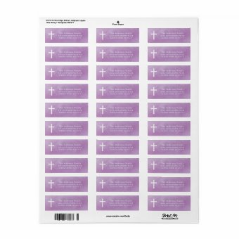 Purple Watercolor Cross Religious Return Address Label | Zazzle