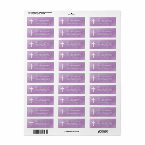 Purple Watercolor Cross Religious Return Address Label | Zazzle