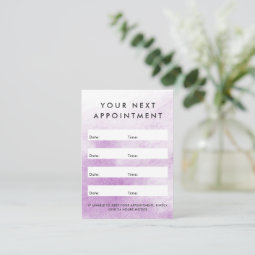 Purple watercolor custom logo vertical appointment card | Zazzle
