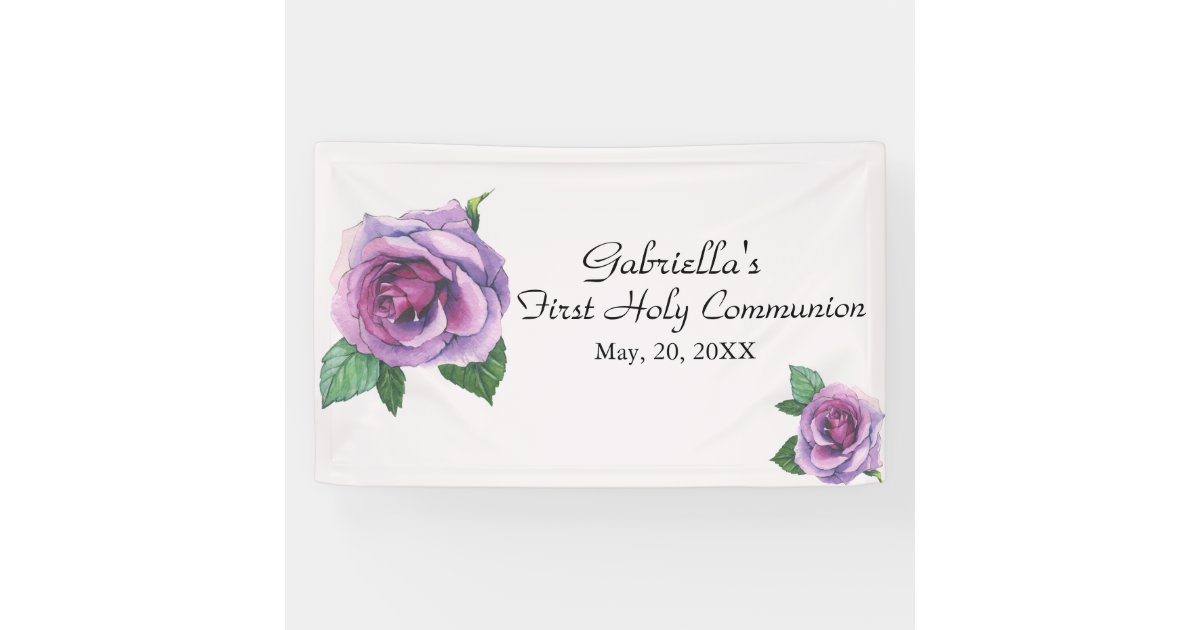 Purple Watercolor First Holy Communion Banner | Zazzle