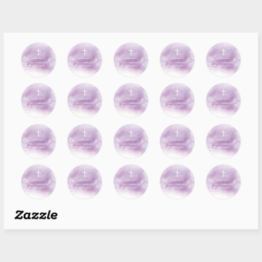 Purple Watercolor First Holy Communion Sticker | Zazzle