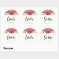 Purple Watercolor Floral Wedding Love Classic Round Sticker | Zazzle