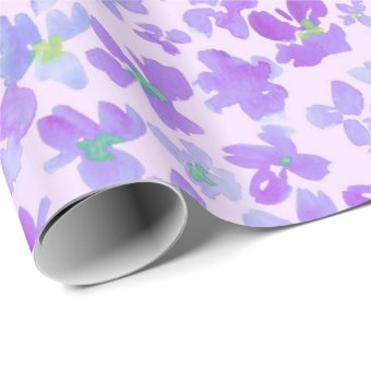 Purple watercolor flower lilac design wrapping paper | Zazzle