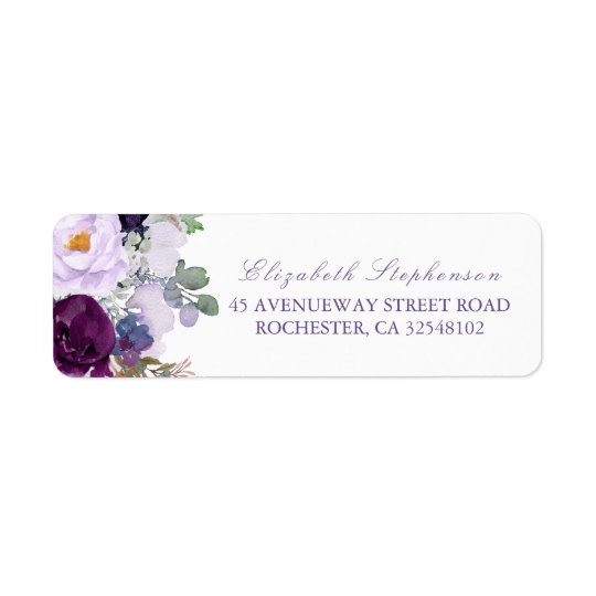 Purple Watercolor Flowers Label | Zazzle.com
