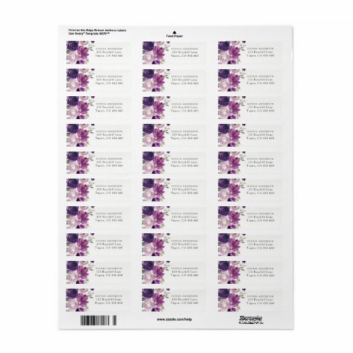 Purple Watercolor Flowers Return Address Label | Zazzle