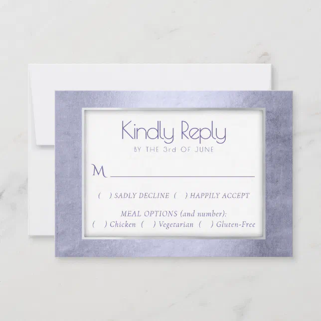 Purple Watercolor | Lavender Violet Entree Choice RSVP Card | Zazzle