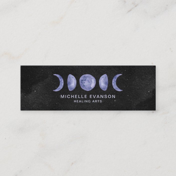 Purple Watercolor Moon Phases Bohemian Mini Business Card | Zazzle
