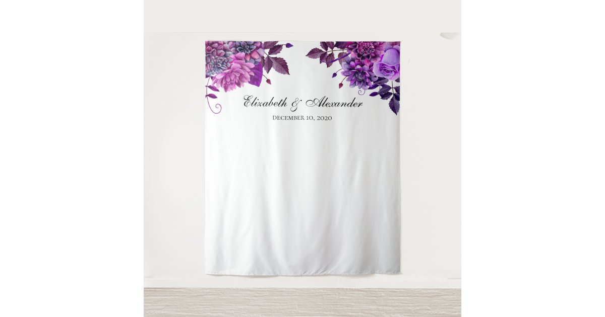 Purple wedding backdrop. Photobooth background Tapestry | Zazzle