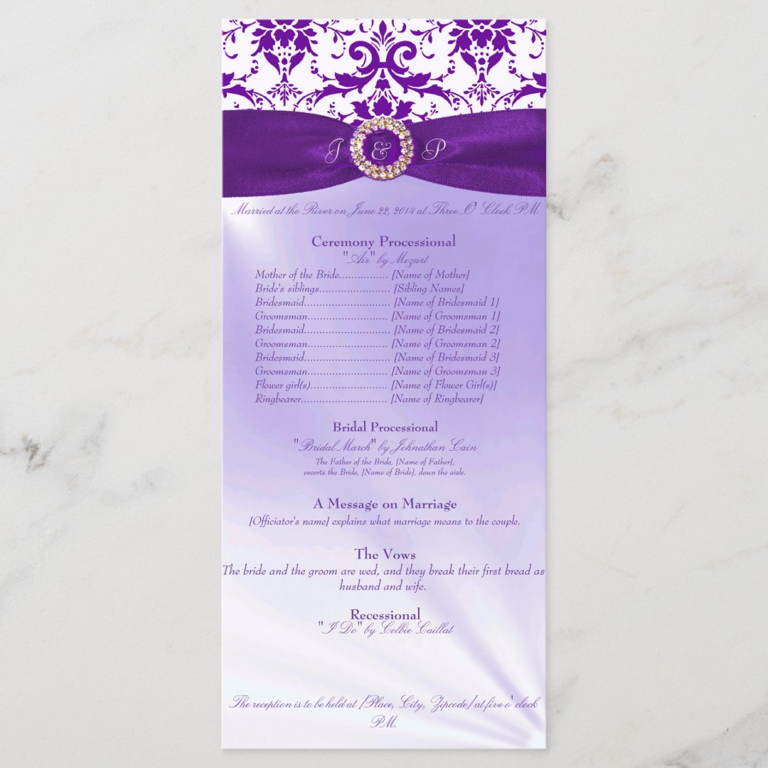 Purple Wedding Ceremony Program | Zazzle