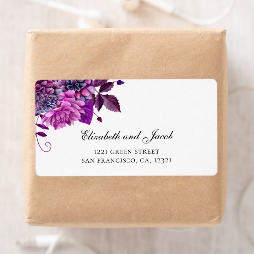 Purple wedding. Lilac flowers. Floral address Label | Zazzle