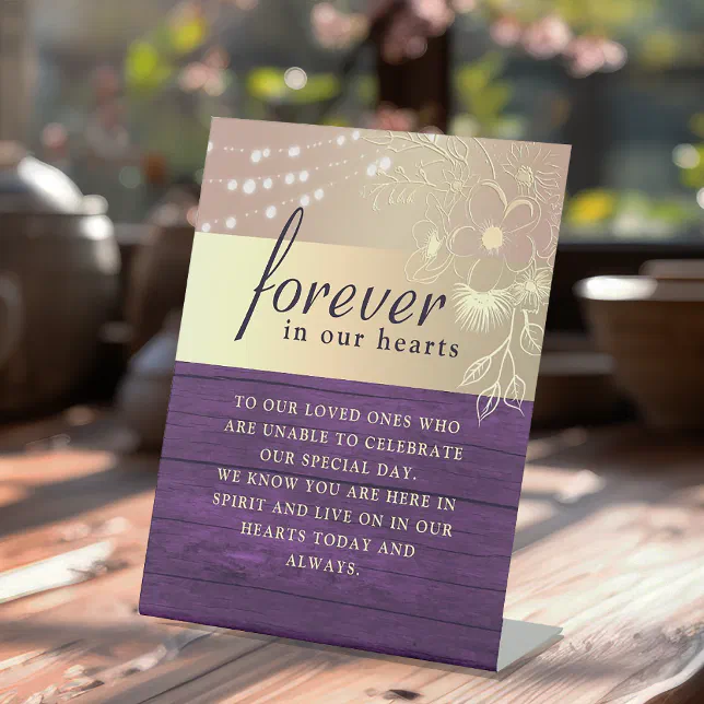 Purple Wedding Memorial Table Pedestal Sign | Zazzle