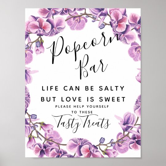 purple wedding Popcorn Bar wedding sign | Zazzle.com