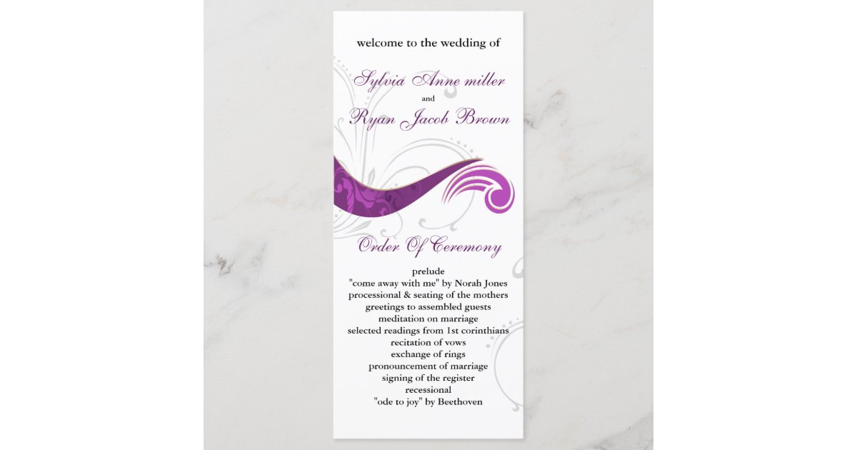 purple Wedding program | Zazzle