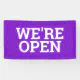 Purple we're open template business banner sign | Zazzle