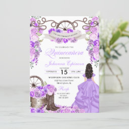 Purple Western Charra Ranchero Quinceanera Invitation | Zazzle