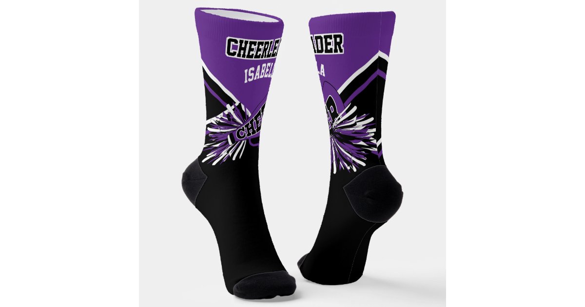 Purple, White and Black Cheerleader Socks | Zazzle