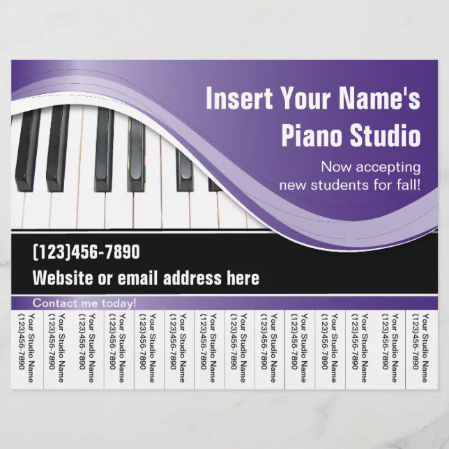 Purple, White, and Black Keyboard Teacher Flyer | Zazzle