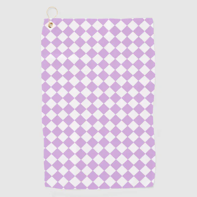 Purple White Checker Diamond Pattern Golf Towel | Zazzle