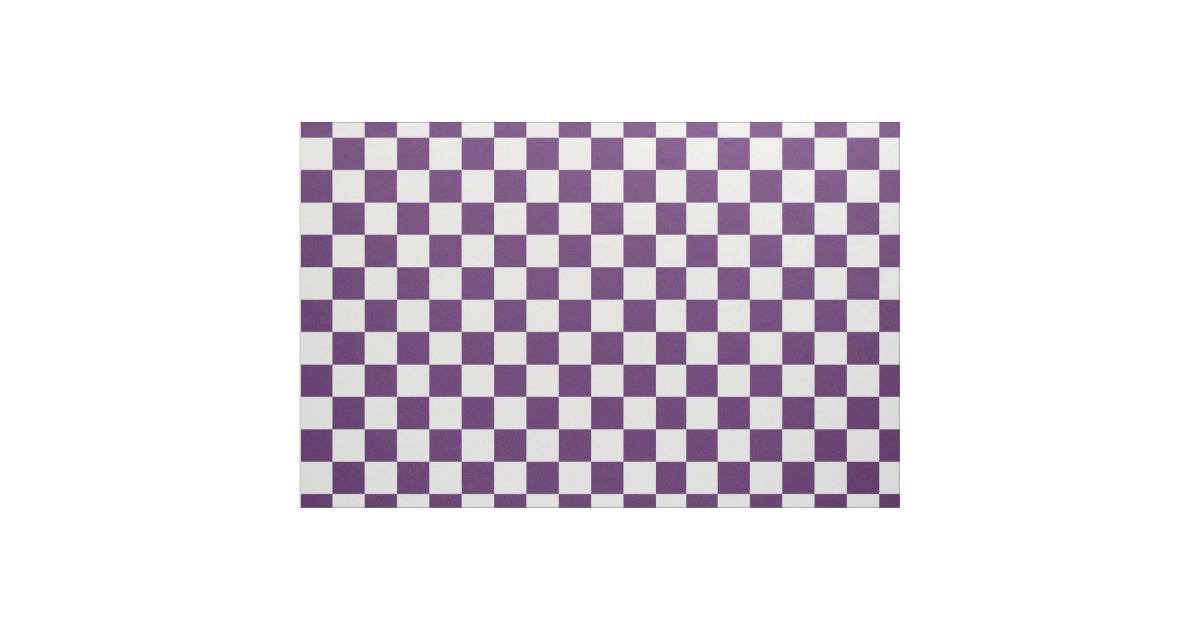 Purple White Checkered Checkerboard Square Pattern Fabric | Zazzle
