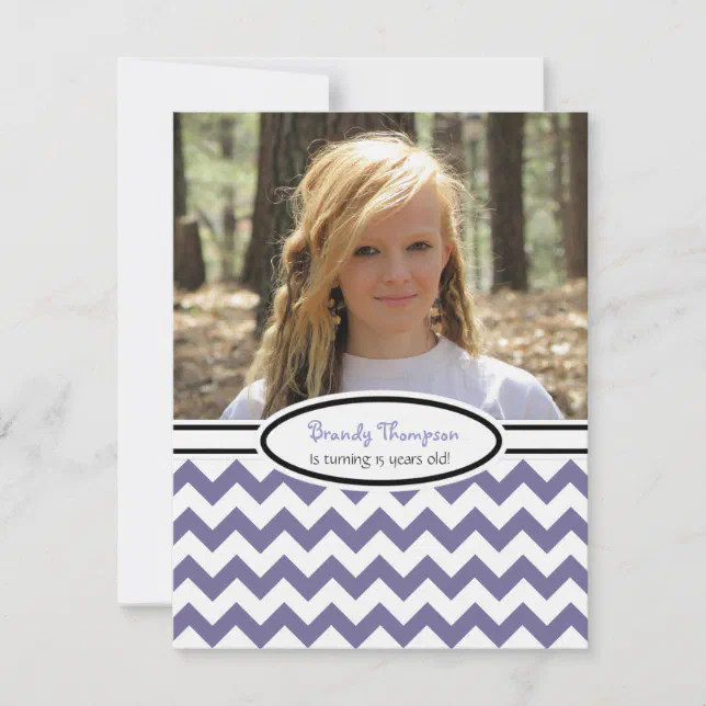 Purple & White Chevron: Picture:Party Invitation | Zazzle