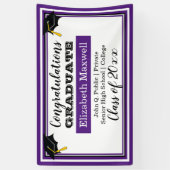 Purple | White Congratulations Graduate Graduation Banner | Zazzle
