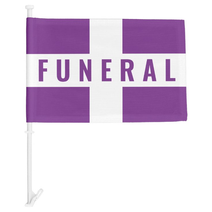 Purple White Cross Funeral Procession Car Flag | Zazzle