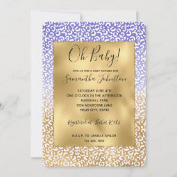 Purple White Gold Ombre Leopard Print Invitation | Zazzle
