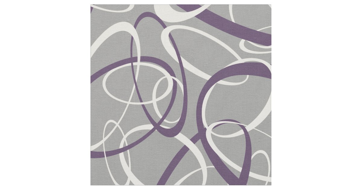 purple white gray geometric loops pattern fabric | Zazzle