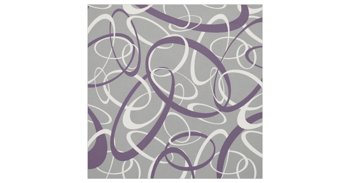 purple white gray geometric loops pattern fabric | Zazzle
