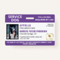 Purple White Service Dog Logo & Photo ID Badge | Zazzle