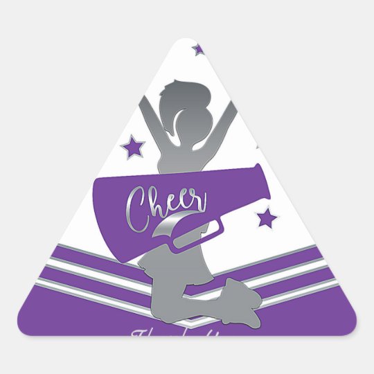Purple & White Stars Cheer Cheer-leading Party Triangle Sticker ...